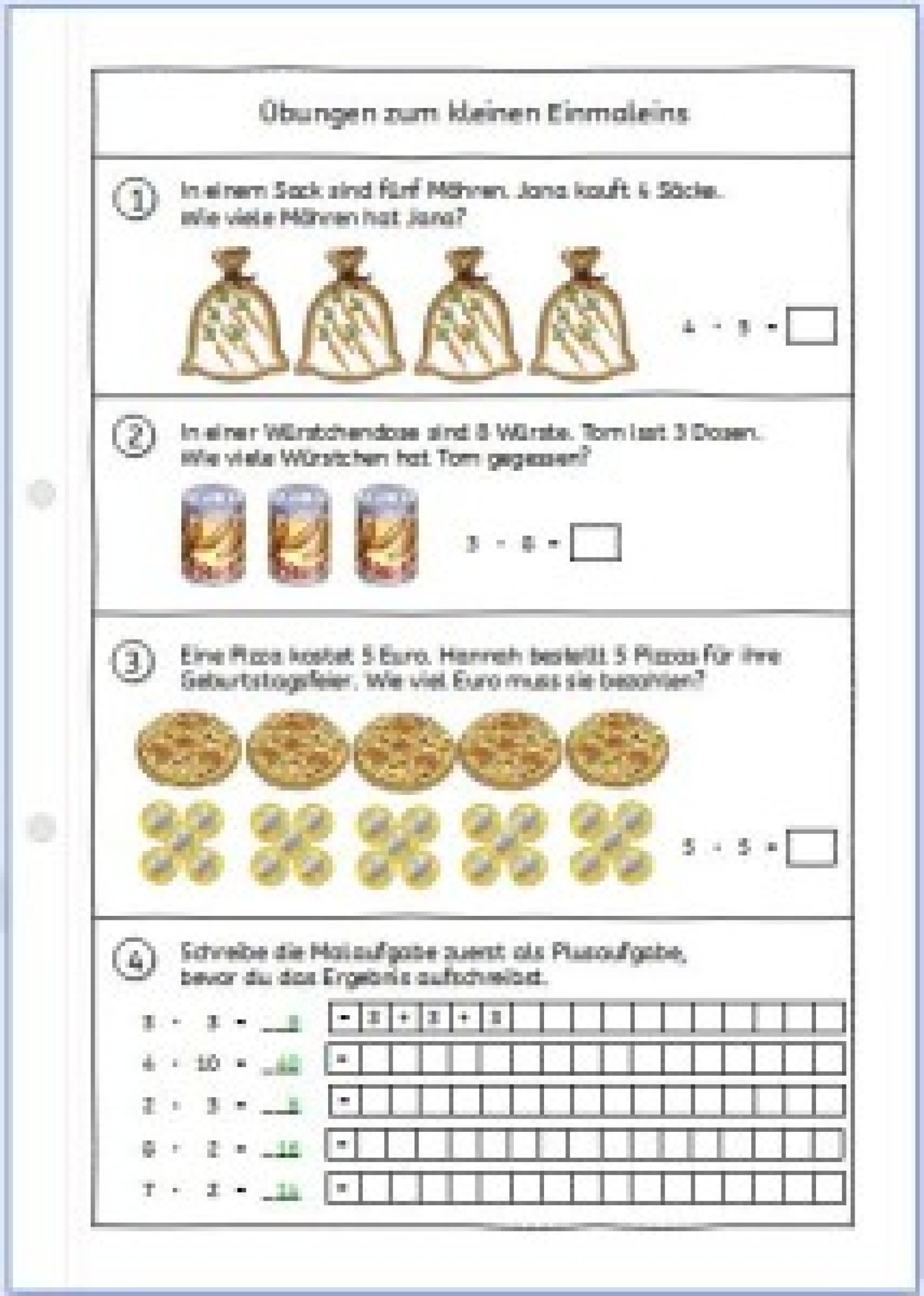 1x1-Aufgaben & Einführung mit 4 mal 3 Methoden | Worksheet Crafter
